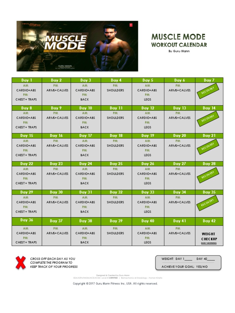 MuscleMode Workout Calendar PDF | PDF | Sports