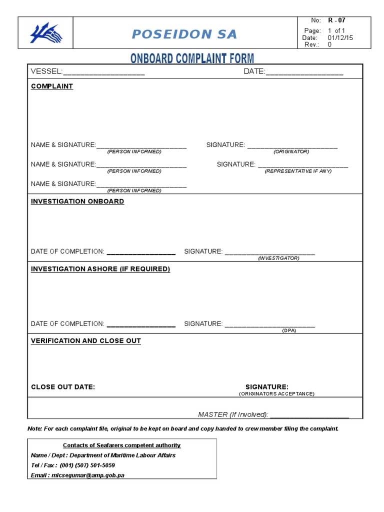 Complaint Form | PDF | Transport