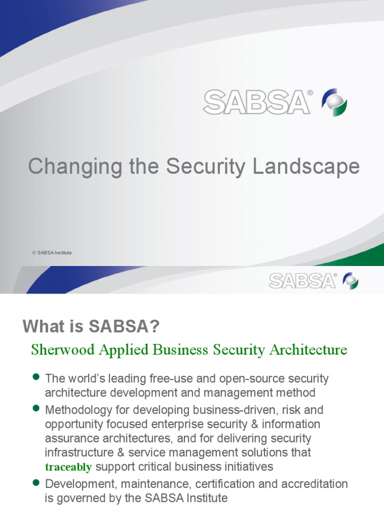 SABSA Introduction (2) | Risk | Strategic Management