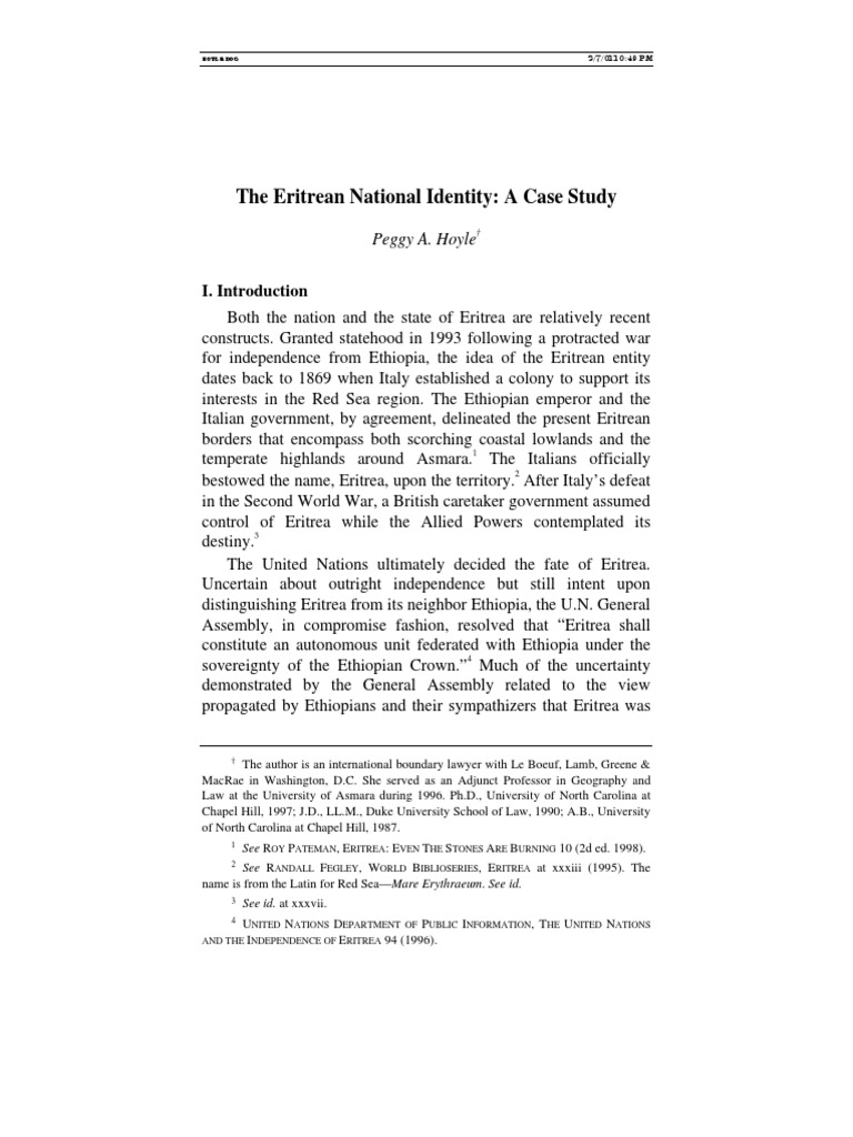 Eritrean National Identity | PDF | Eritrea | Nation