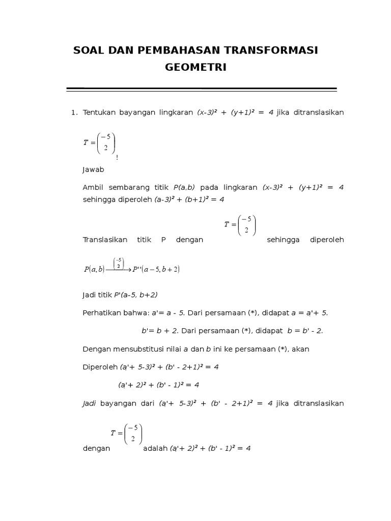 Soal Dan Pembahasan Transformasi Geometri | PDF | Metode & Bahan Ajar