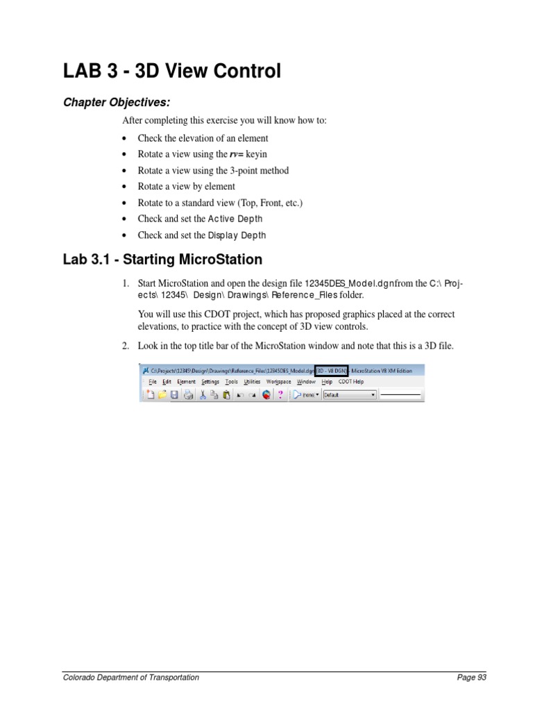 MicroStation-Lab03 View Controls | PDF | 3 D Computer Graphics | Graphics