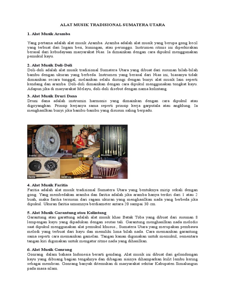 Alat Musik Tradisional Sumut | PDF | Seni