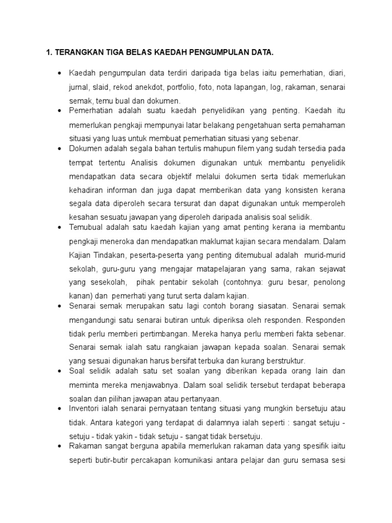 8) Kaedah Pengumpulan Data | PDF