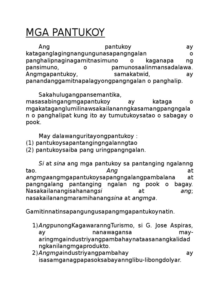 Pantukoy (Group 1) | PDF