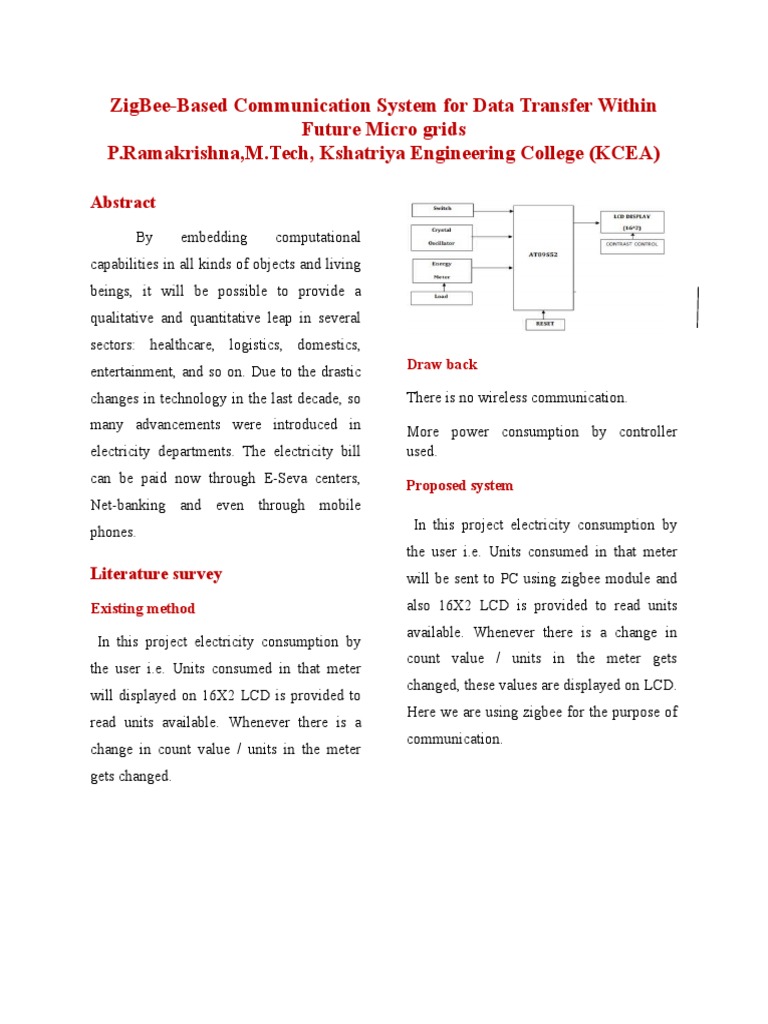 Zigbee-Based Communication System For Data Transfer Within Future Micro Grids P.Ramakrishna, M ...
