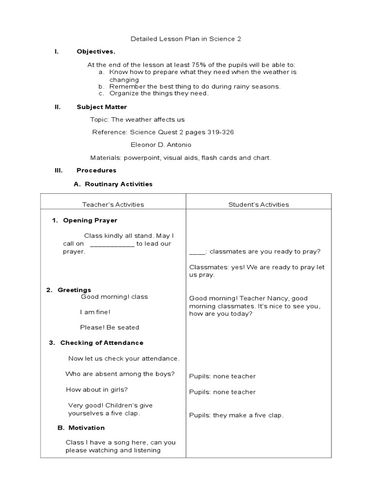 Filipino 1 | PDF | Lesson Plan | Prayer