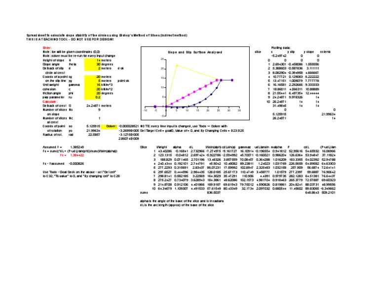 Slope Stability Calculation Tool | PDF | Geometry | Elementary Geometry