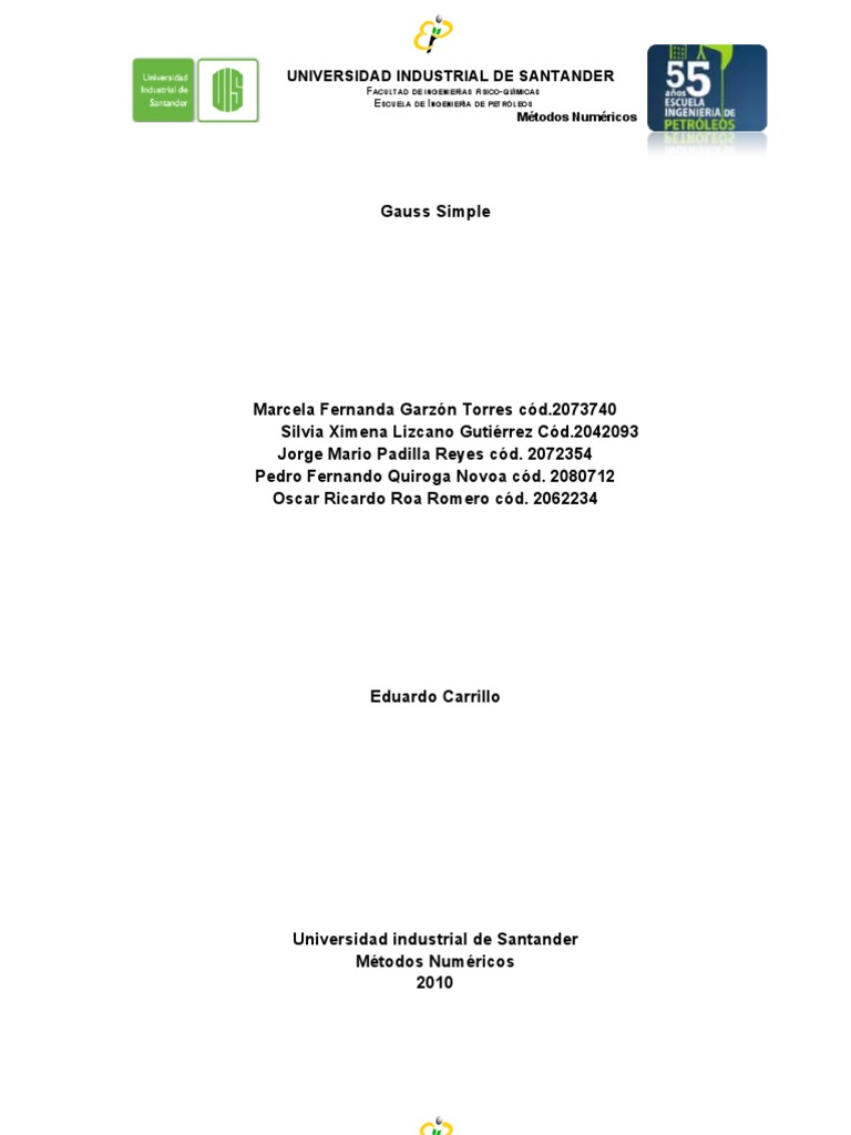 Gauss Simple | Descargar gratis PDF | Determinante | Matriz (Matemáticas)