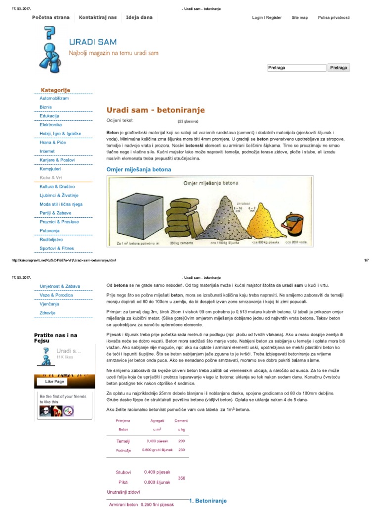 Uradi Sam - Betoniranje PDF | PDF