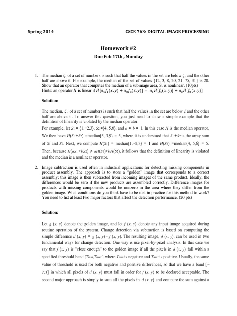 Homework 2 Solution On Digital Image Processing Pdf Lighting Pixel