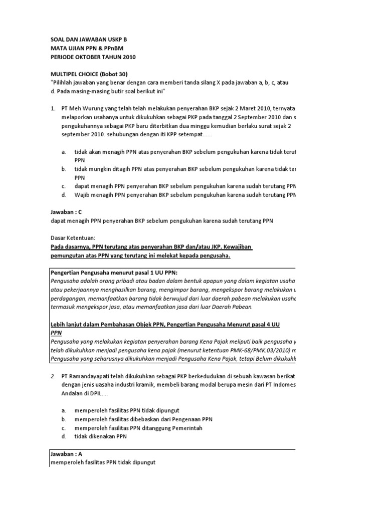 Soal Dan Jawaban PPN PPNBM PDF | PDF