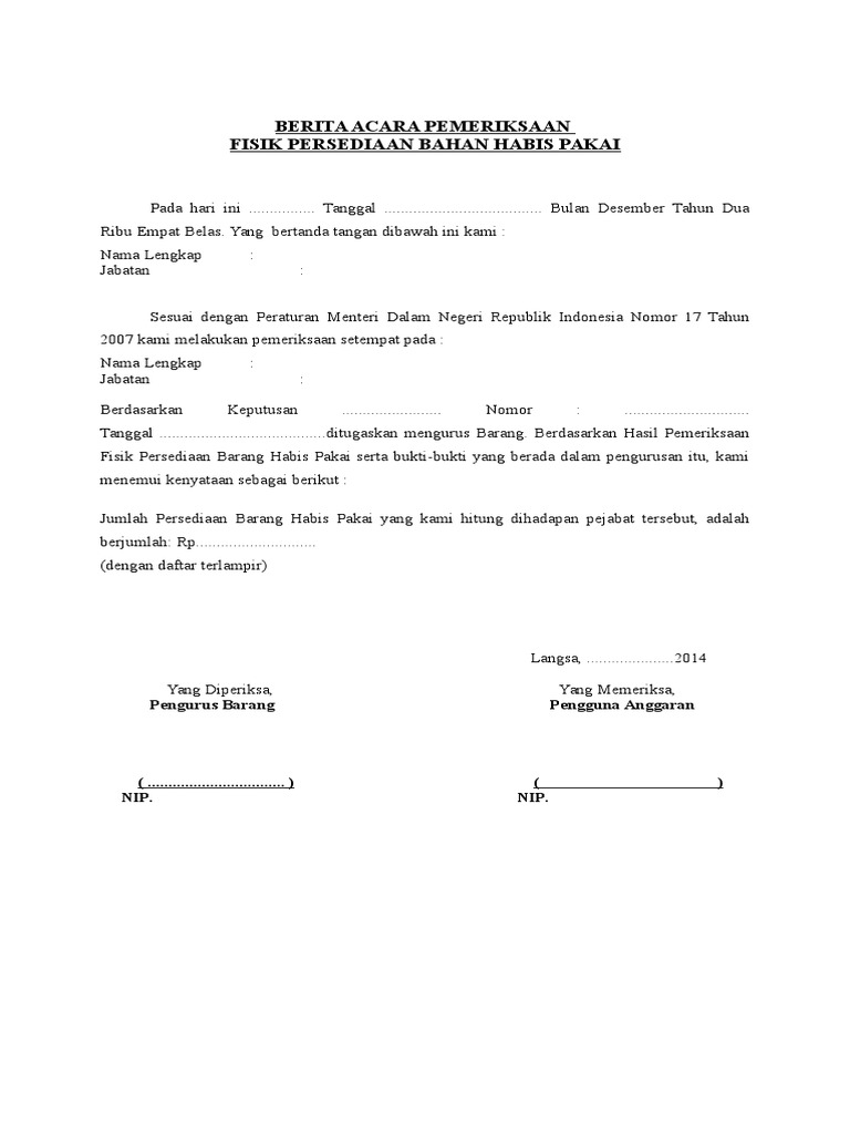 Form Bap Kas Dan Persediaan 2014 | PDF | Pengelolaan Keuangan & Uang