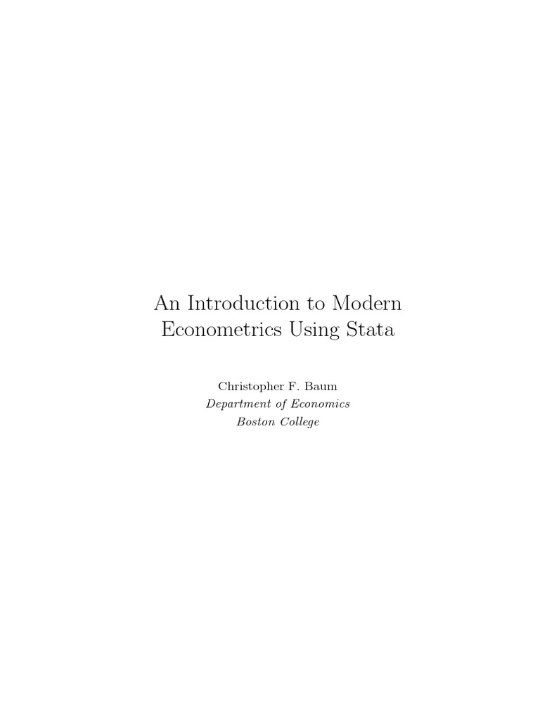 Baum - An Introduction To Modern Econometrics Using Stata | PDF | Regression Analysis ...