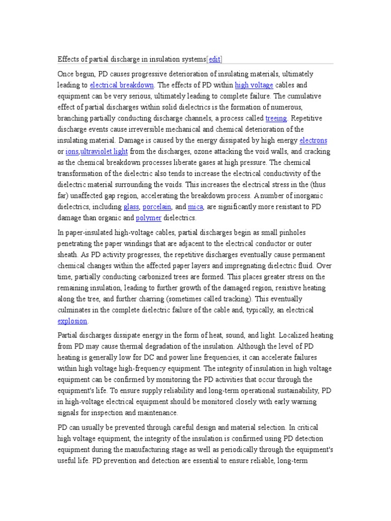 Effects of Partial Discharge in Insulation Systems | PDF | Insulator ...