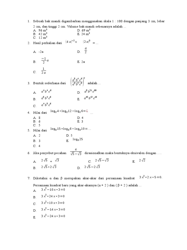 SOAL Try Out Mate Ma Tika SMK | PDF