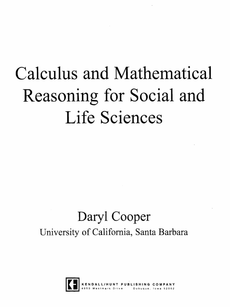 Daryl Cooper Math34 Calculus and Mathematical Reasoning For The Social ...