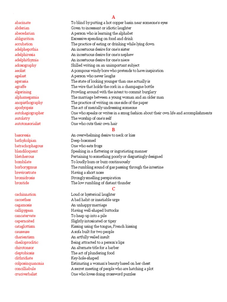 Rare and Uncommon English Words | PDF | Foreign Language Studies
