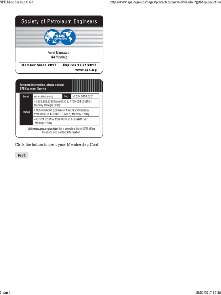 SPE Membership Card | PDF