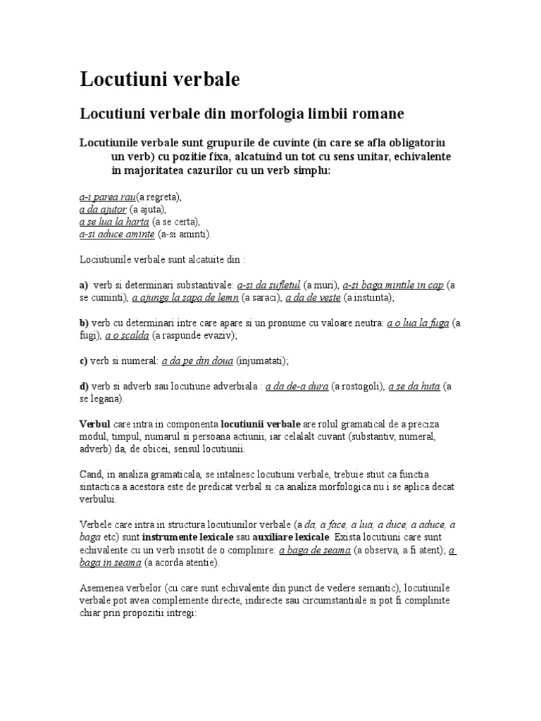 Locutiuni Verbale | PDF