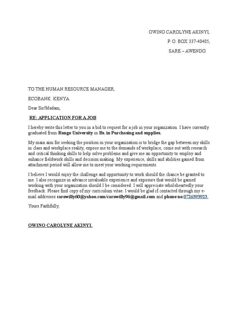 Re: Application For A Job | PDF