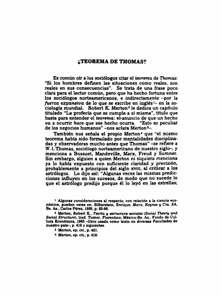Teorema de Thomas | PDF | Sociología | Science