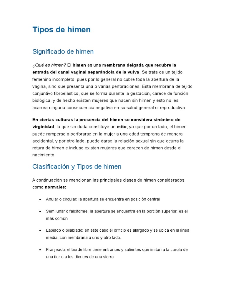 Tipos de Himen | PDF | Ginecología | Reproducción