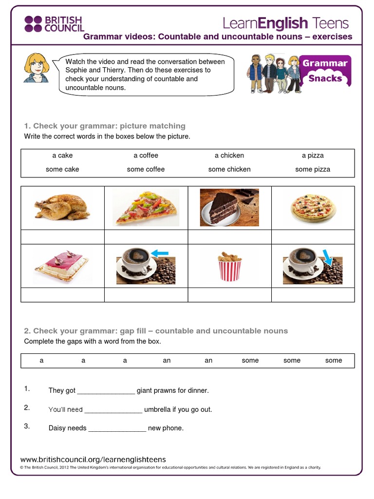 Countable vs. Uncountable Nouns Exercises | PDF