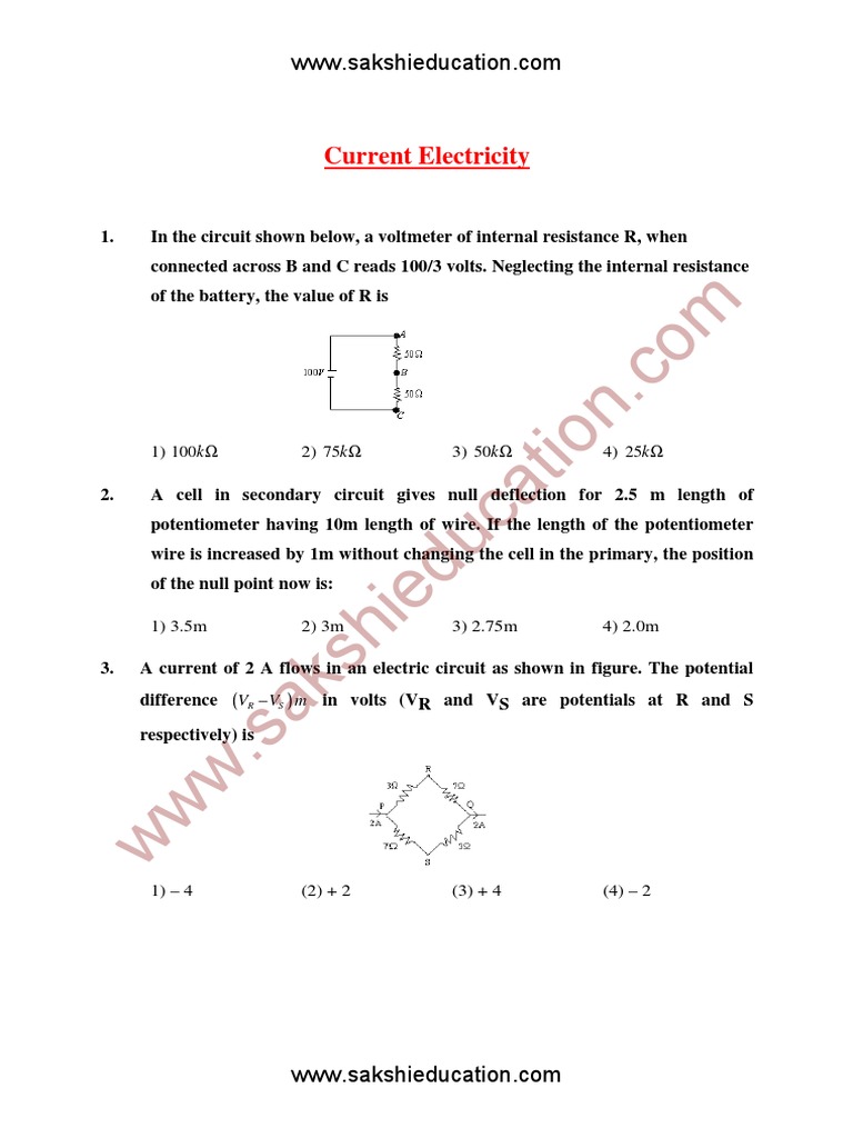 Electricity: Key Concepts and Problems | PDF | Electrical Resistivity ...