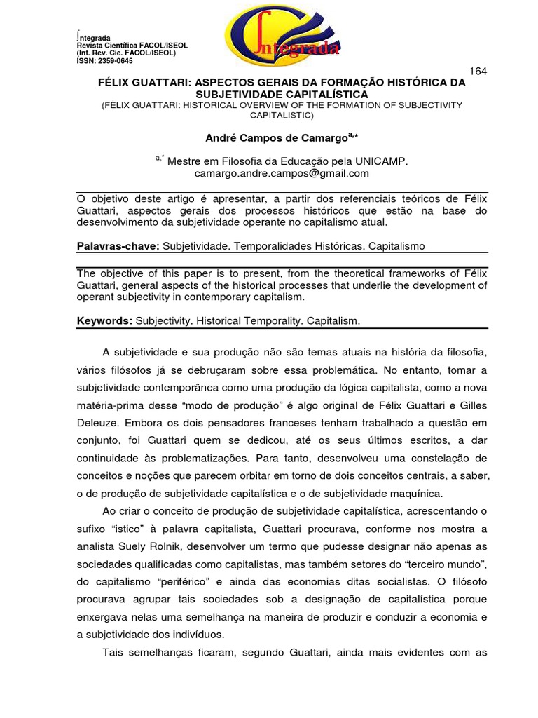 CAMARGO - Sobre Felix Guattari | PDF | Antropologia | Capitalismo