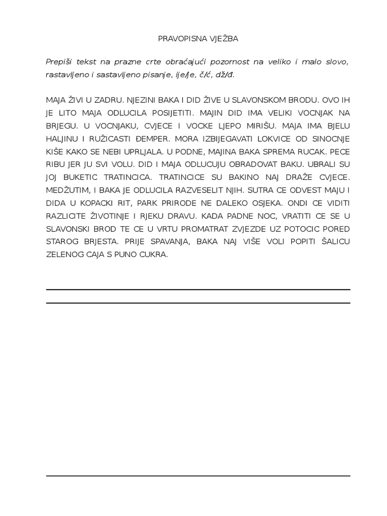 Pravopisna Vježba | PDF
