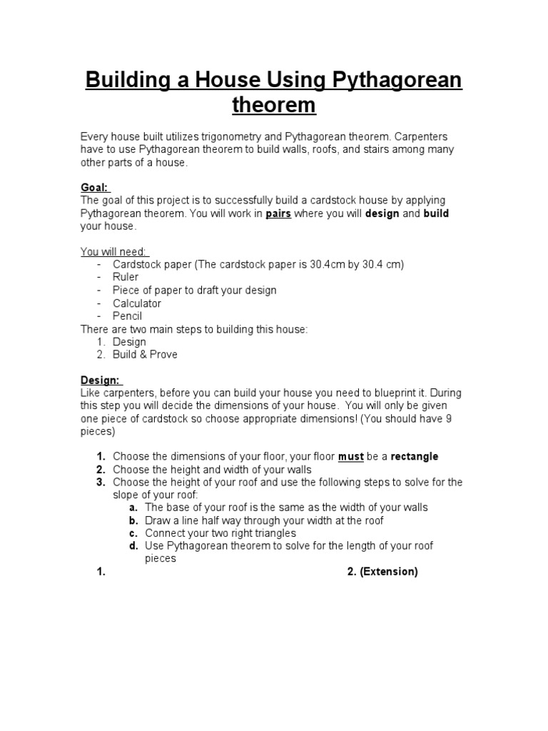 Building A House Using Pythagorean Theorem | PDF | Triangle | Space
