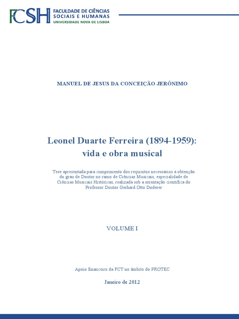 Leonel Duarte Ferreira - Vida e Obra Musical | PDF | Orquestras | Portugal