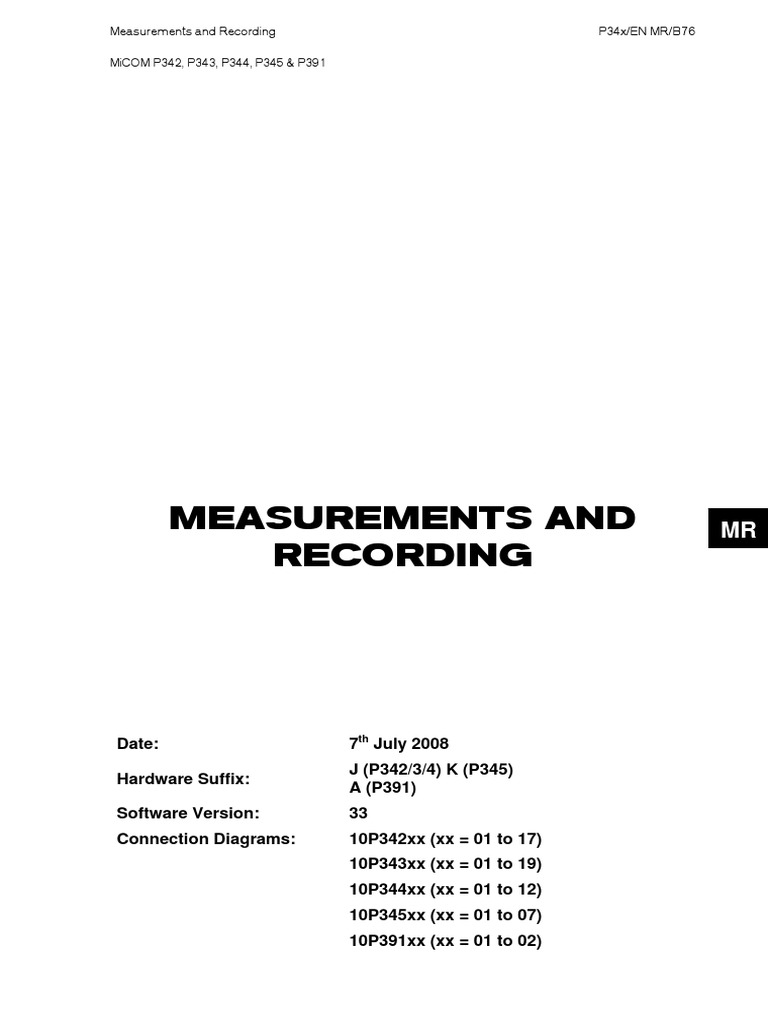 Measurements and Recording: Measurements and Recording P34X/En Mr/B76 ...
