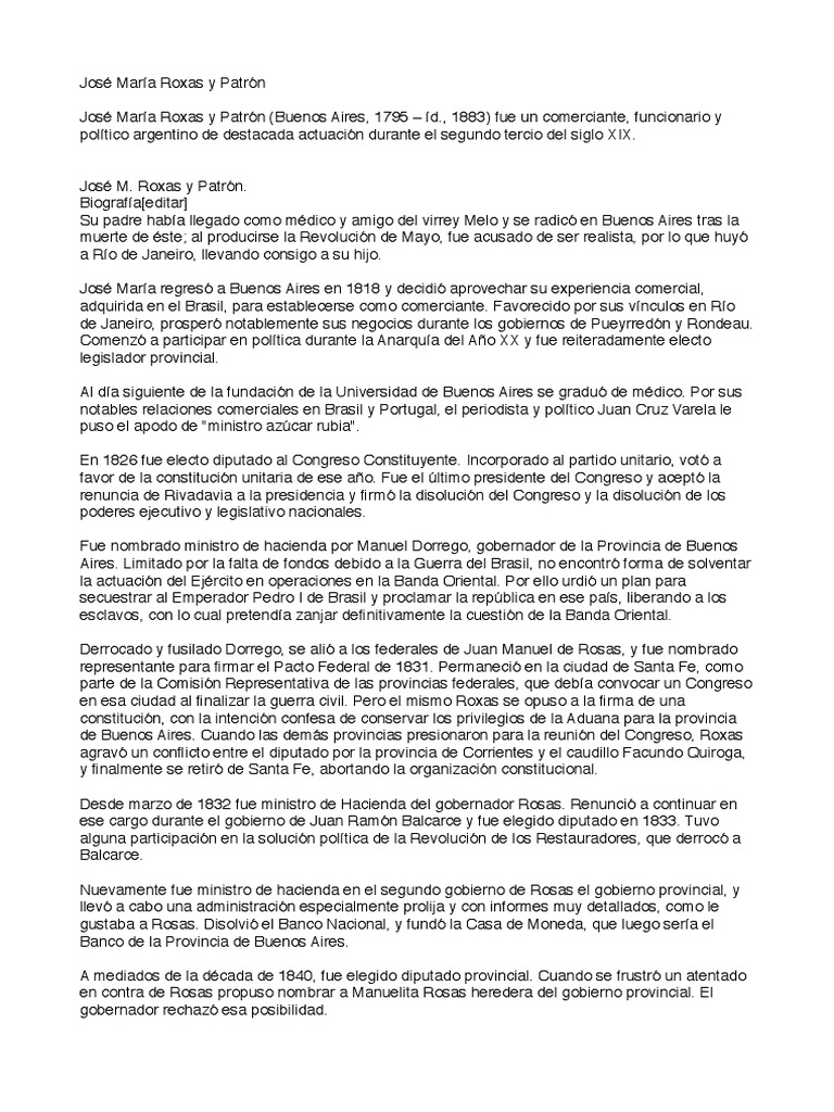 Jose Maria Roxas y Patron | PDF | Argentina | Gobierno