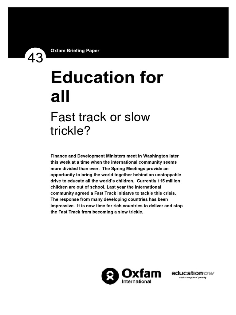 Education For All: Fast Track or Slow Trickle | PDF | Aids | Millennium ...