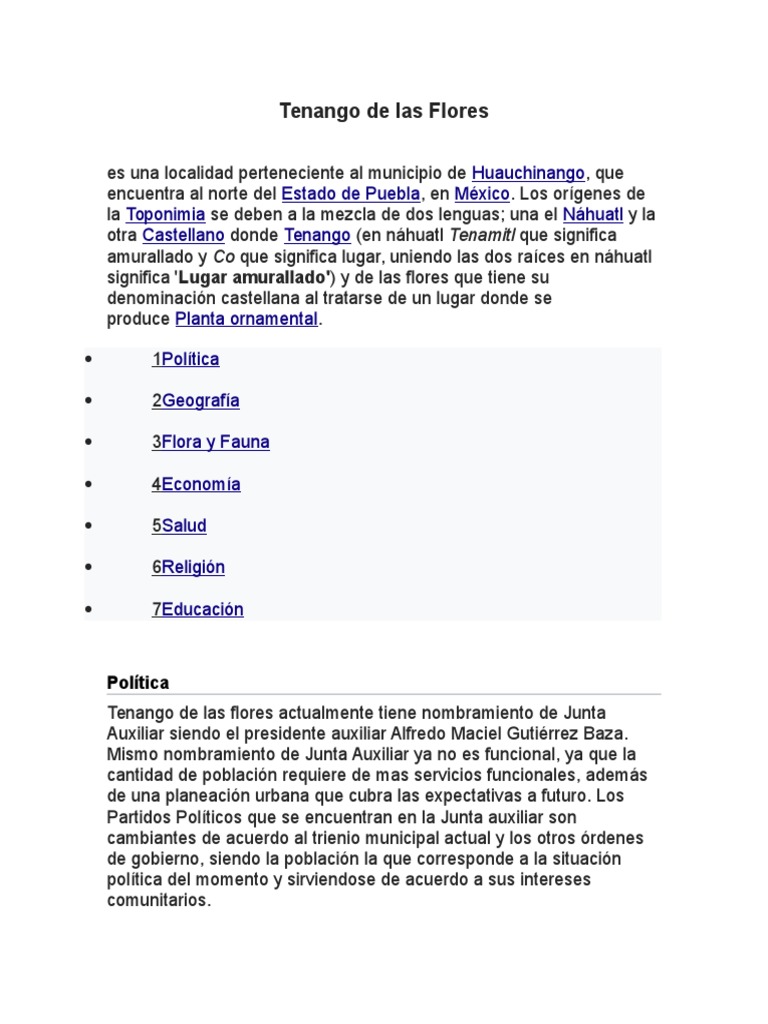 Tenango de Las Flores | PDF | México | Turismo