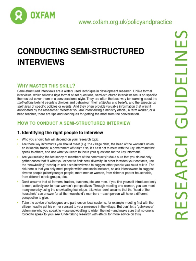 Conducting Semi-Structured Interviews | PDF | Interview | Question