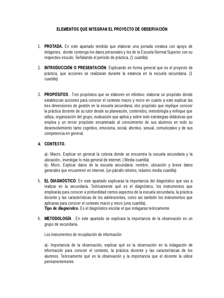 Proyecto de Observación Escolar | PDF | Educación Secundaria | Conocimiento