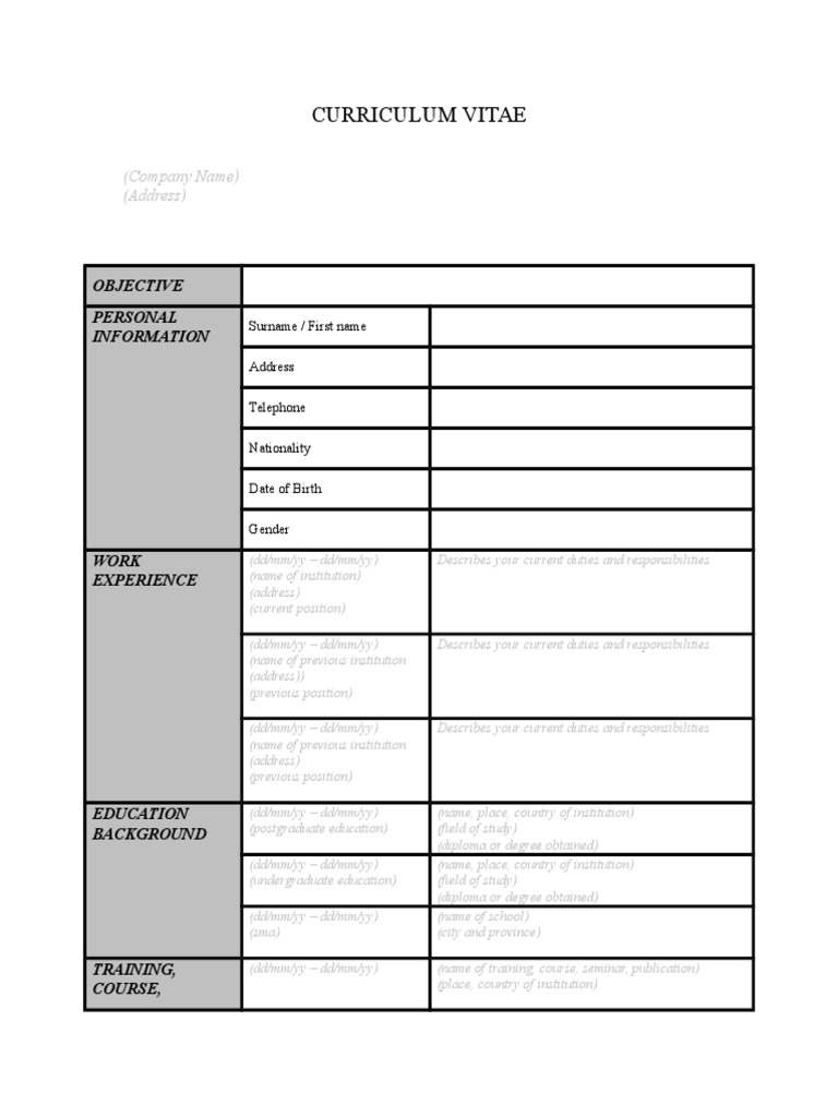 CV Form | PDF | Academic Degree | Academia