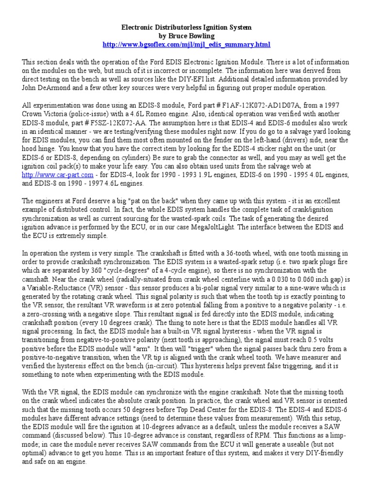 Ford EDIS Ignition | Download Free PDF | Ignition System | Distributor