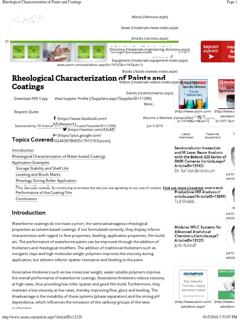 Rheological Characterization of Paints and Coatings - 2 | PDF ...