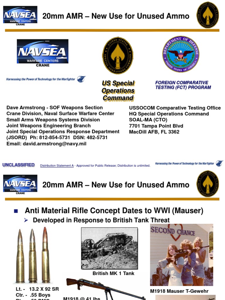 20mm AMR - New Use For Unused Ammo - NAVSEA - 2009 PDF | PDF ...