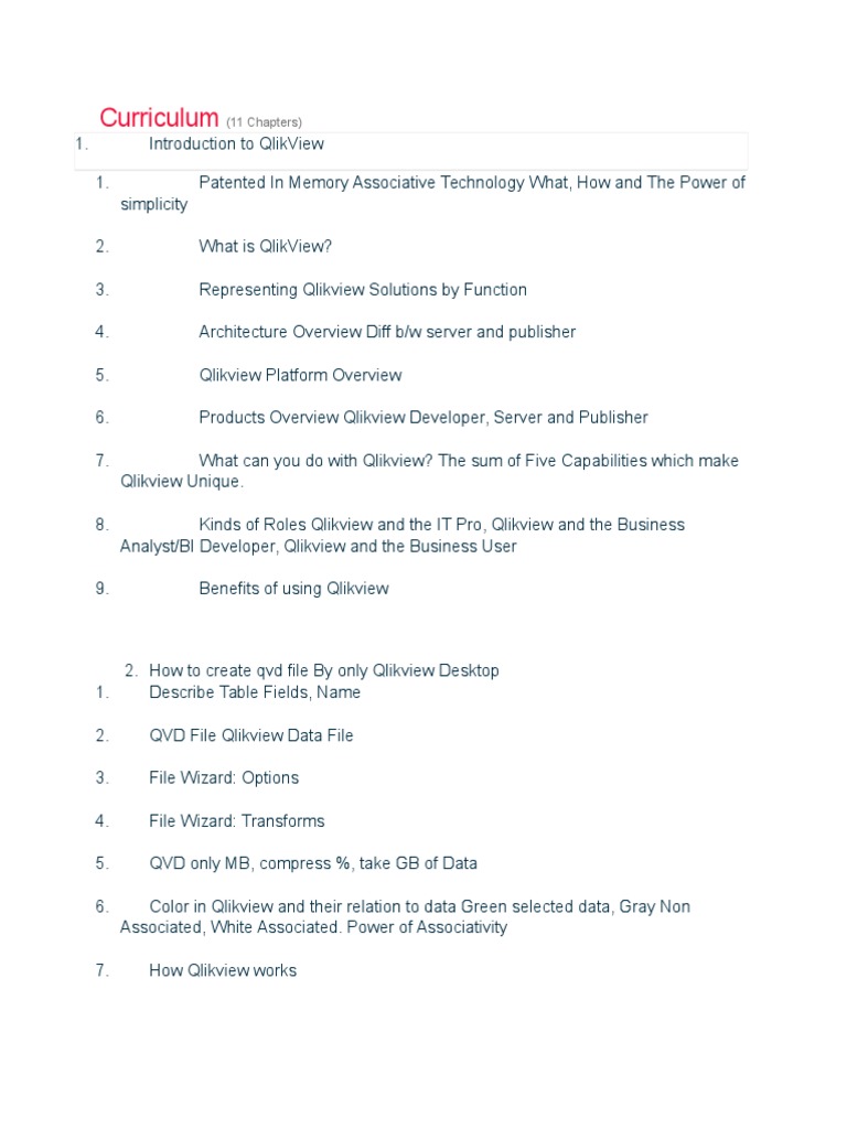Qlikview Curriculum Pdf Scripting Language Object Computer Science 