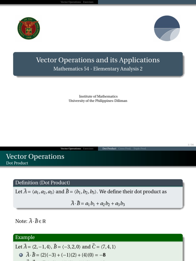 14 Vectors Operations - Handout | PDF | Euclidean Vector | Vector Space