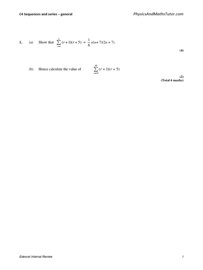 C4 Sequences & Series Guide | PDF | Algebra | Teaching Mathematics
