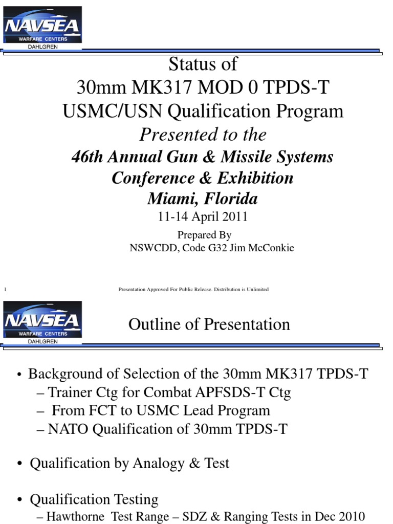 30x173 - TPDS-T - MK317 Mod0 - NAVSEA - 2011 | PDF | Projectile Weapons | Firearms