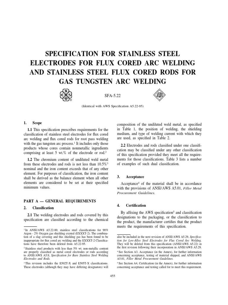 Sfa-5 22 | PDF | Welding | Construction