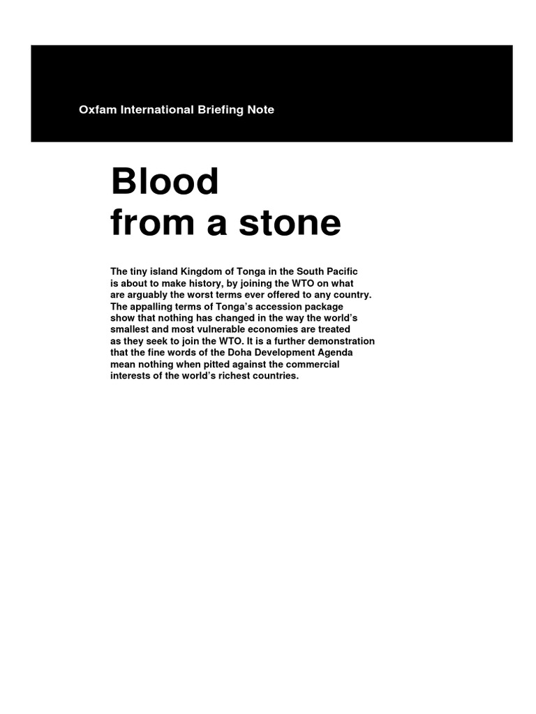 Blood From A Stone | PDF | Tonga | Exports
