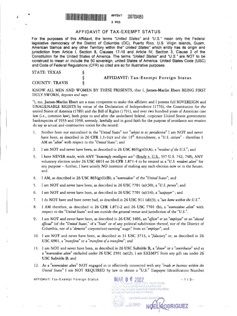 Affidavit Tax Exempt PDF | PDF